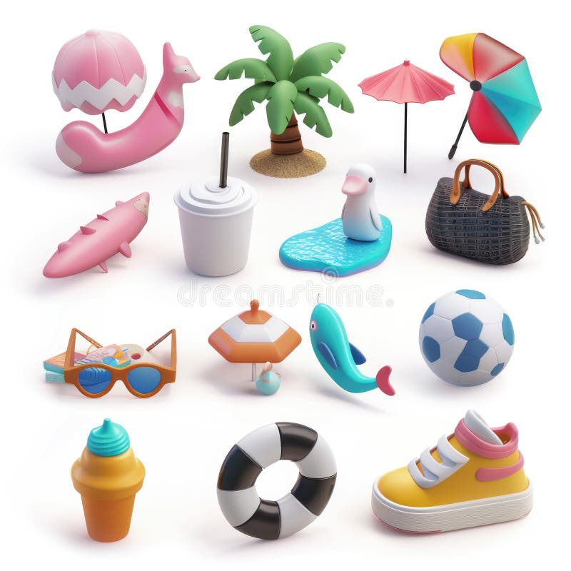 Colorful Summer Pool Toys Isolated on White Background Stock Photo ...