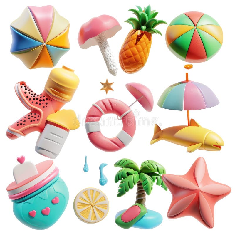 Colorful Summer Pool Toys Isolated on White Background Stock Image ...