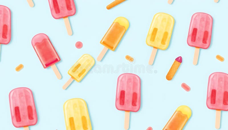 Colorful Summer Popsicles Pattern Pastel Background Design Stock ...