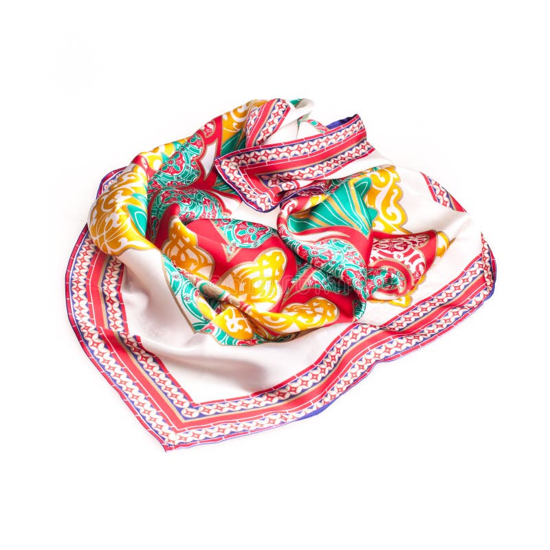 Colorful Summer Scarf Isolated on White Stock Image - Image of material ...