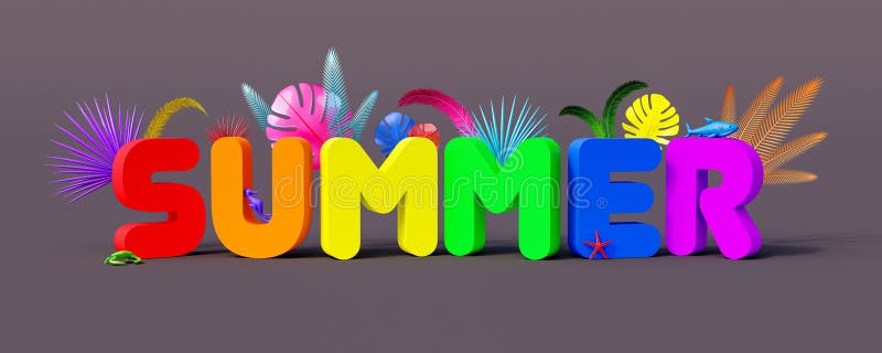 Colorful Summer Text on Grey Background. Creative Minimal Summer ...