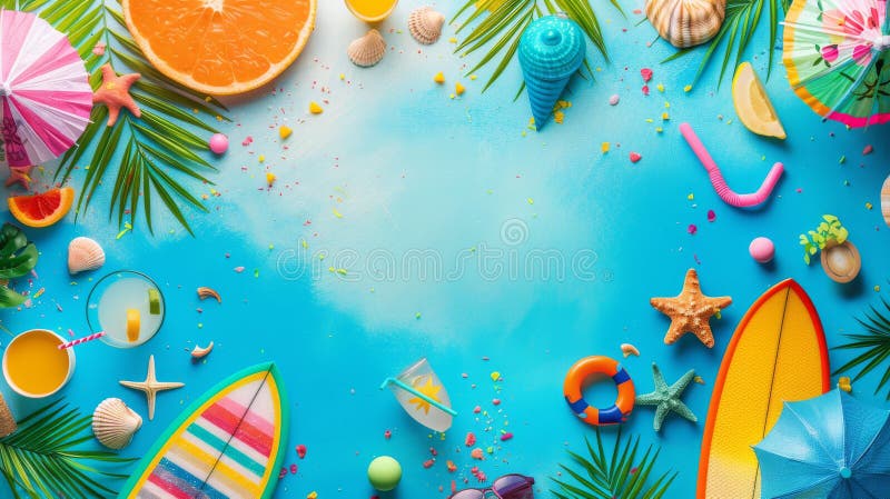 A Colorful Summer-themed Advertisement Background with a Beach Party ...