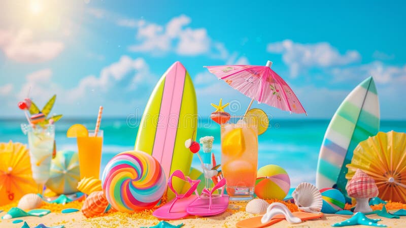 A Colorful Summer-themed Advertisement Background with a Beach Party ...