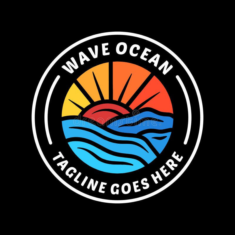 Colorful Sun Ocean Logo Vector Design Illustration Emblem Stock Vector ...