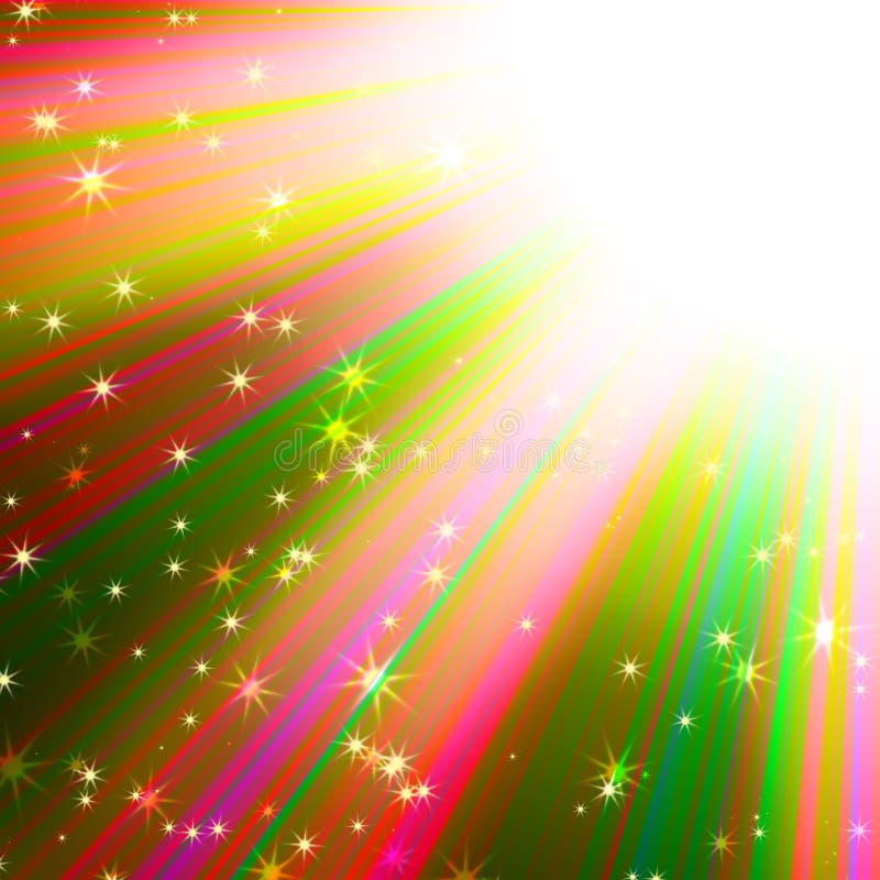 Colorful Sun S Rays with Stars Stock Illustration - Illustration of ...
