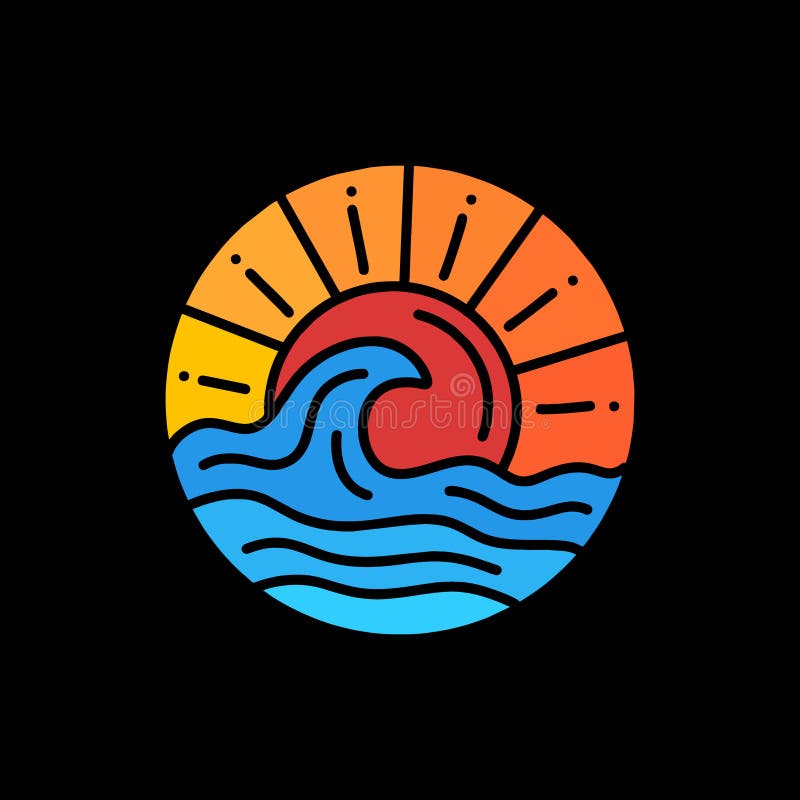 Colorful Sun Wave Logo Vector Design Illustration Emblem Stock Vector ...