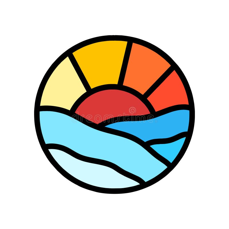 Colorful Sun Wave Ocean Logo Vector Design Illustration Emblem Stock ...