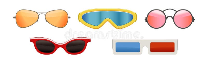Colorful Sunglasses of Different Shape with Frame Vector Set Stock ...