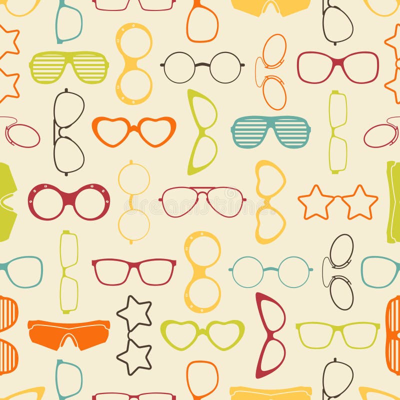Seamless Glasses and Mustache Pattern Stock Vector - Illustration of ...