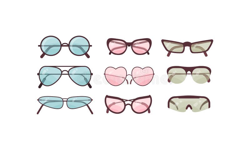 Accessory Sun Spectacles Vector Set. Collection Of Colorful Sunglasses ...