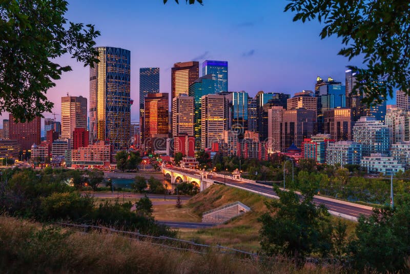 Colorful Sunrise Over the Calgary Skyline Stock Image - Image of ...
