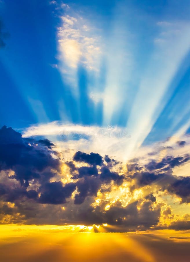 Colorful Sunrise, Sunset Clouds and Sun Rays. Nature, Background, Landscape Stock Image - Image ...