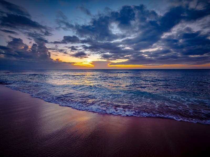 Colorful Sunset at Sunset Beach in Oahu Hawaii Stock Image - Image of ...