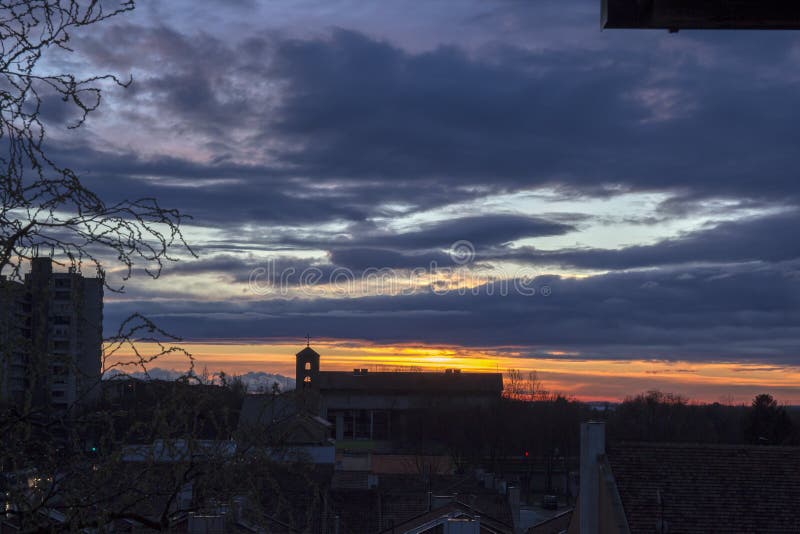 Colorful Sunset in the City Stock Photo - Image of colorful, beautiful ...