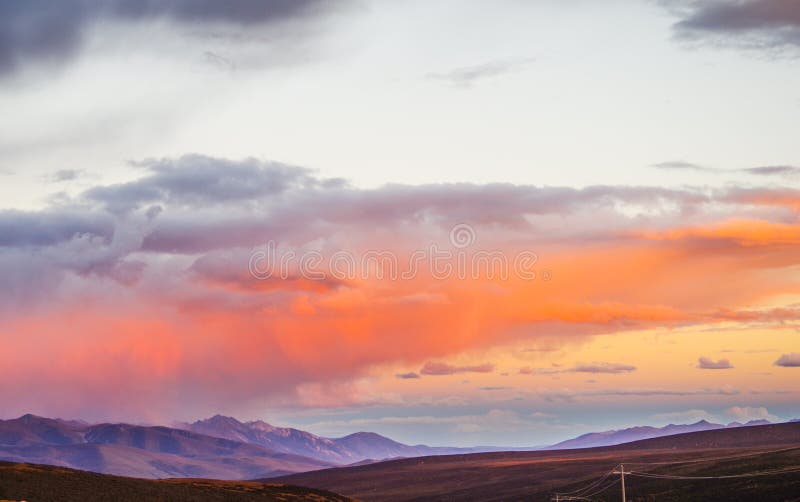Sunset In Clouds Over Hillside Picture. Image: 83064504