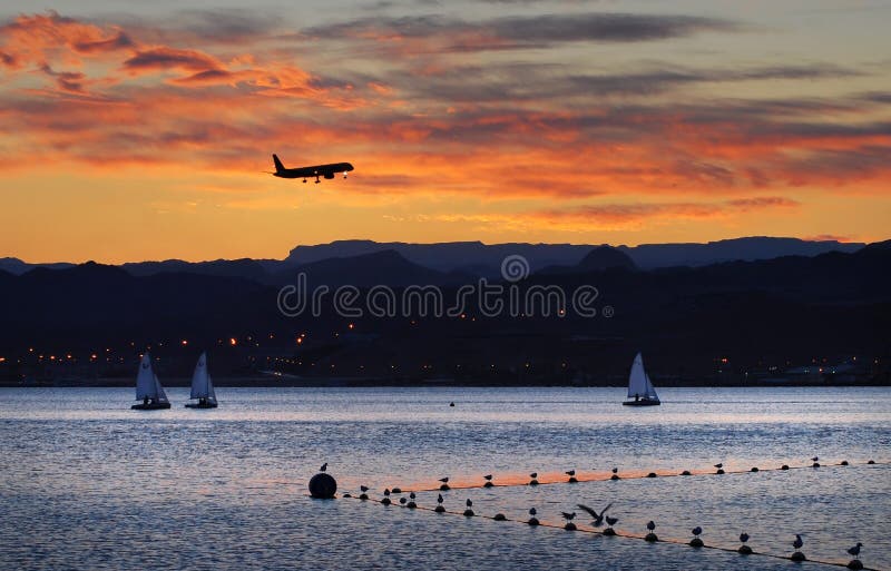 Colorful Sunset in Eilat City, Israel Stock Photo - Image of journey ...