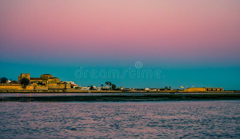 Colorful Sunset in Faro S Pier Stock Photo - Image of background, water ...