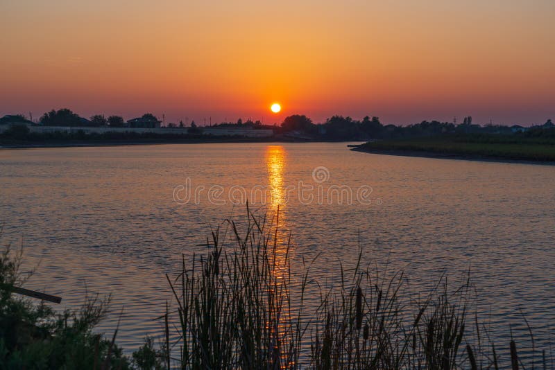 Colorful Sunset on the River Stock Image - Image of golden, calm: 199229901