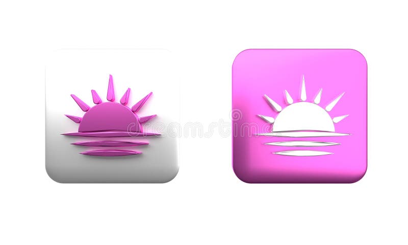 Colorful Sunset Icon Isolated on White Background. Square Button Stock ...