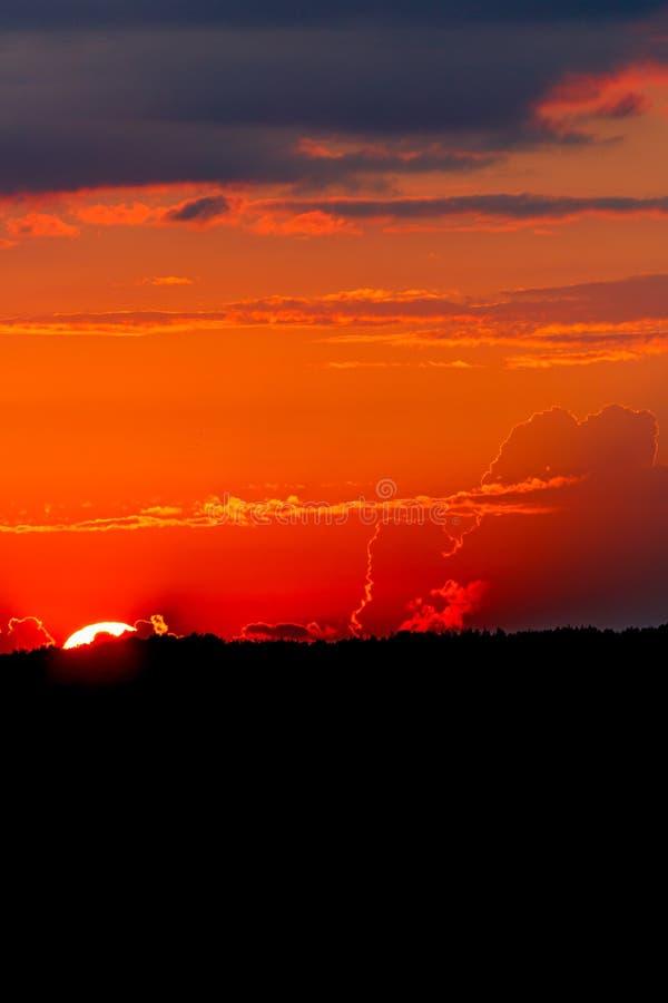 Colorful Sunset in July with Copy Space Stock Image - Image of black ...