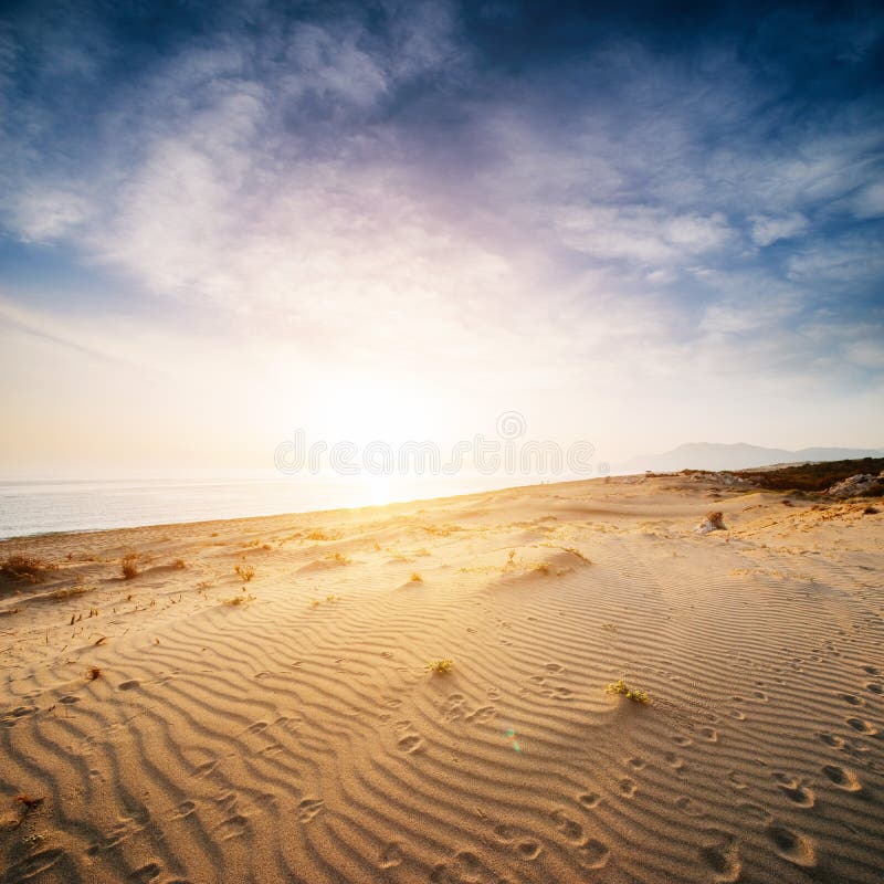 Colorful Sunset Over Mysterious Desert Stock Photo - Image of luminous ...