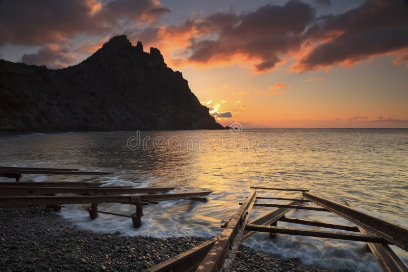 Colorful sunset over ocean stock photo. Image of blue - 36123138