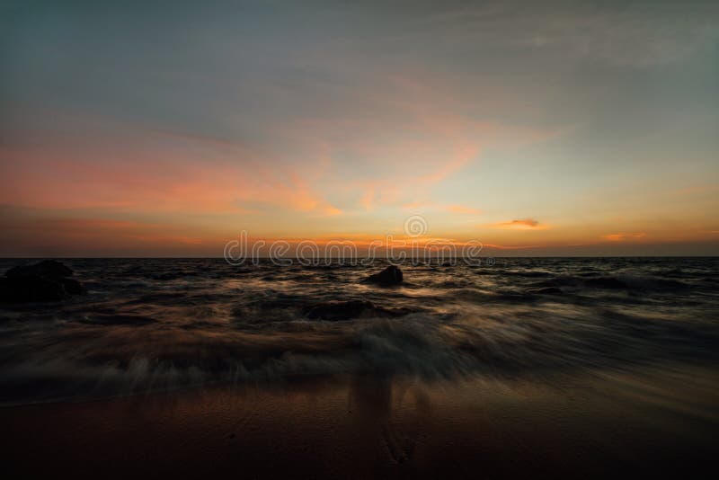 Colorful Sunset Over Ocean. Stock Photo - Image of majestic, coast ...