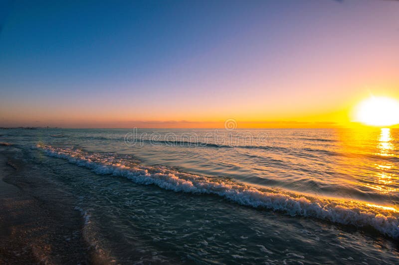 Colorful Sunset Over the Ocean in Florida Stock Image - Image of sand ...