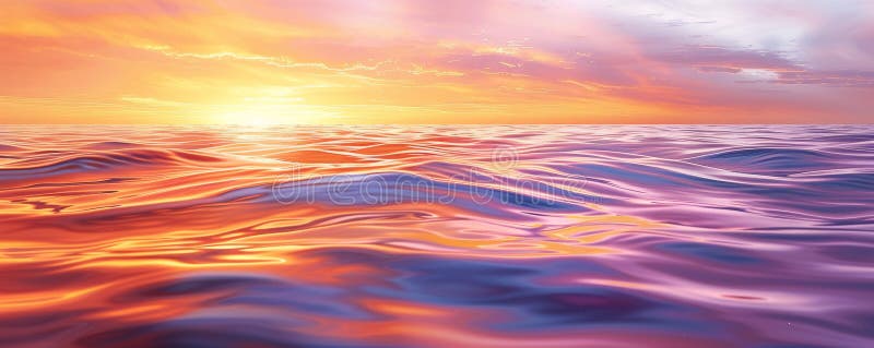 Colorful Sunset Over Ocean with Reflective Waves Stock Image - Image of ...