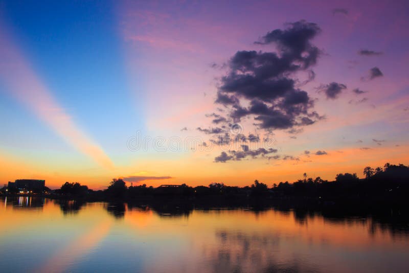 Colorful Sunset Over Water Surface Stock Photo - Image of dusk, surface ...