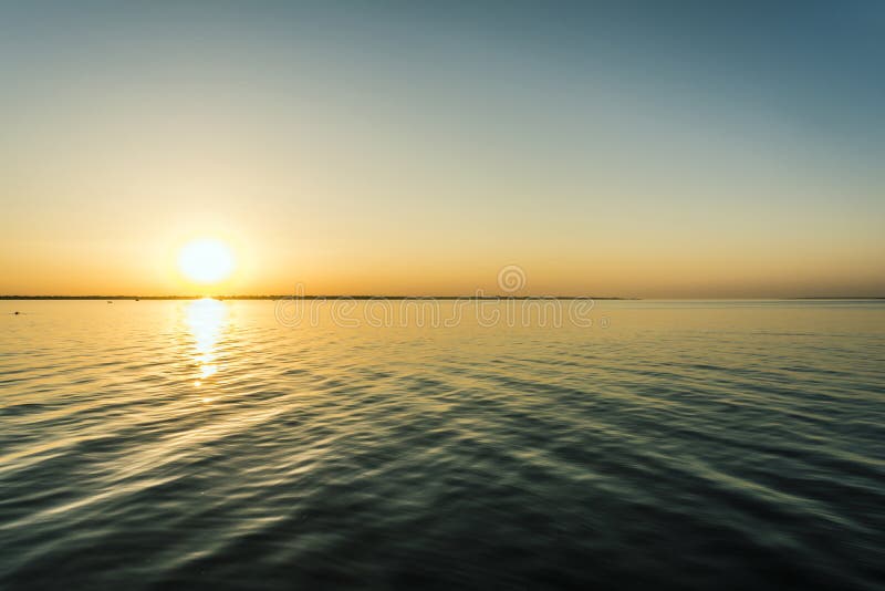 Colorful Sunset Over Water Surface, Evening Sun Over the Bay, Summer ...