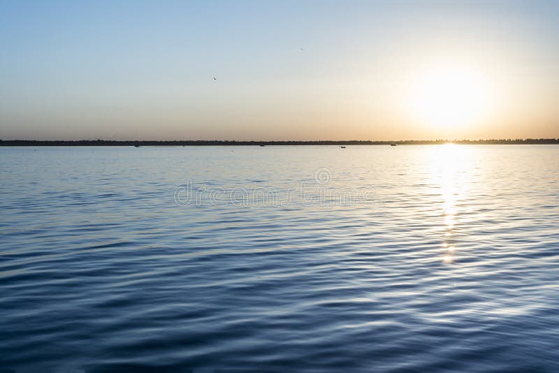 Colorful Sunset Over Water Surface, Evening Sun Over the Bay, Summer ...
