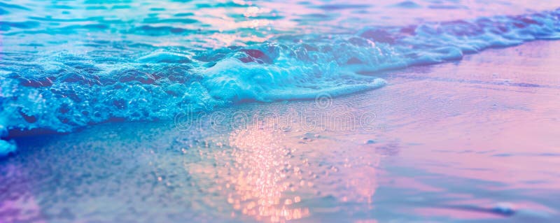 Colorful Sunset Reflection on Gentle Sea Waves Stock Image - Image of ...