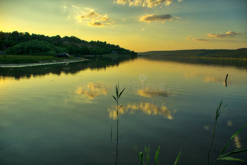 Colorful Sunset at the River Bank Stock Photo - Image of light ...