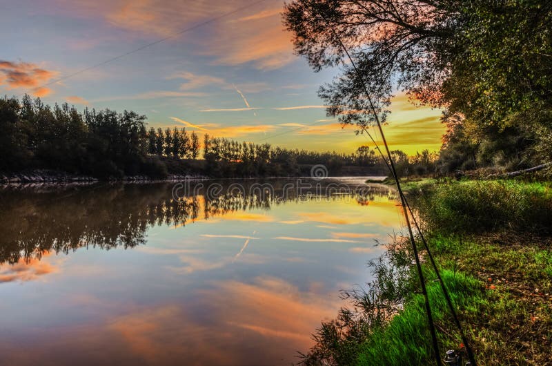 Colorful Sunset at the River Stock Image - Image of view, peace: 48681051