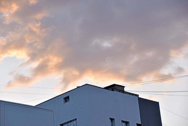 Colorful Sunset Sky on the Background of Buildings in the City Stock ...