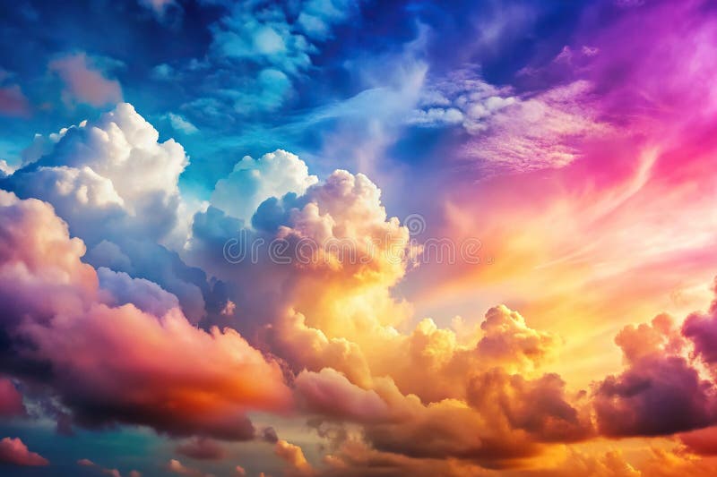 Radiant Horizons: Close-Up of a Colorful Sunset Sky with Clouds - AI ...