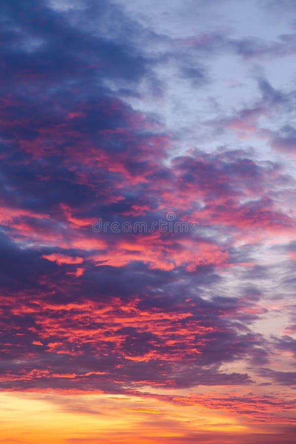 Colorful Sunset Sky and Clouds, Vertical Photo Stock Image - Image of ...