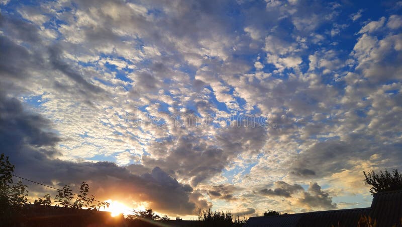 Colorful Sunset on the Sky with Clouds on a Warm Summer Evening Stock ...
