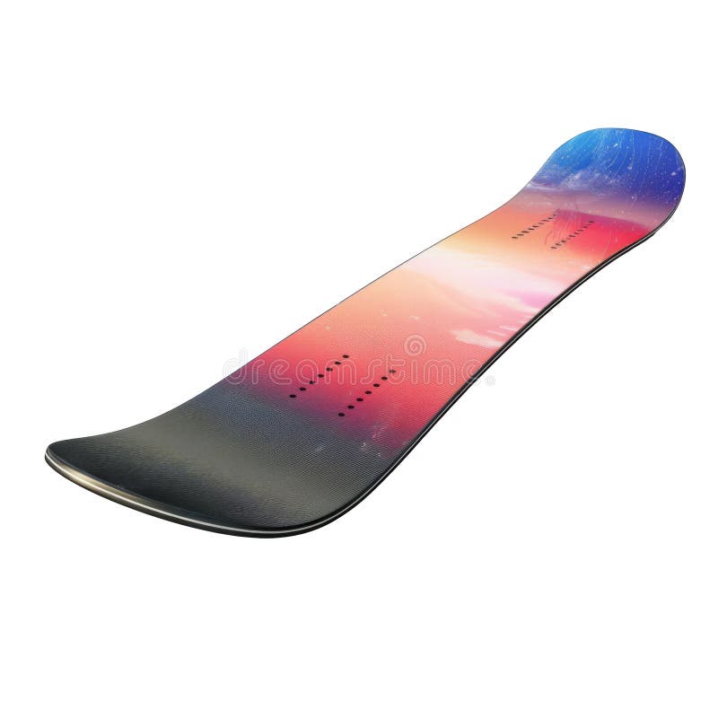 A Colorful Sunset-Themed Snowboard with Black Background Stock Photo ...