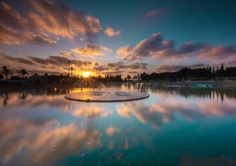 Colorful Sunsets Reflection at the Lake Stock Image - Image of colorful ...