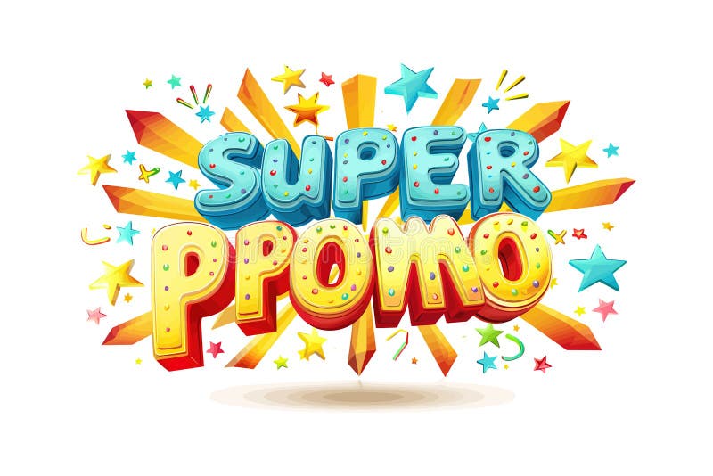 Colorful Super Promo with Stars and Confetti. Vector Illustration ...