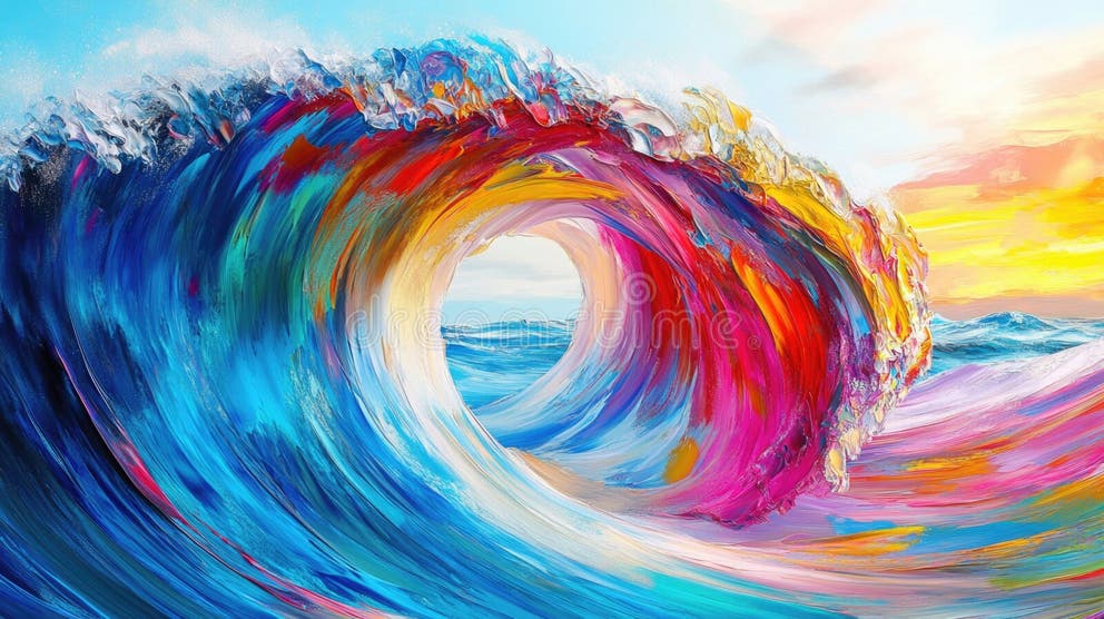 Vibrant Surf Wave stock photo. Image of nature, sunset - 361134262