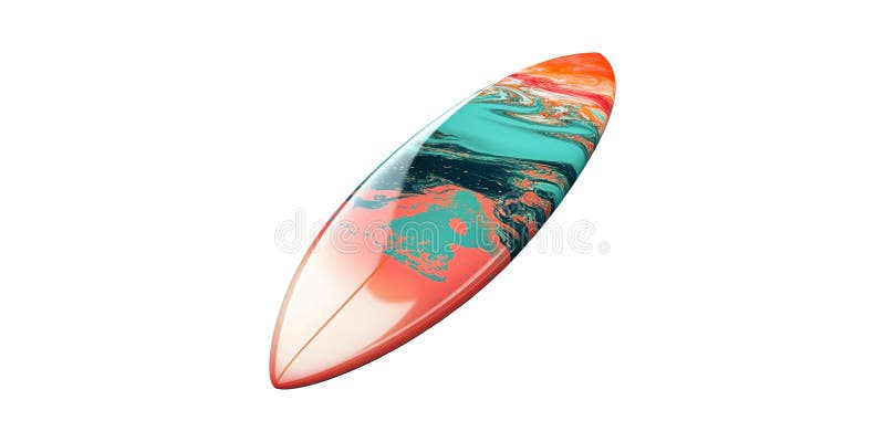 Colorful Surfboard with Abstract Art Isolated on Transparent Background ...
