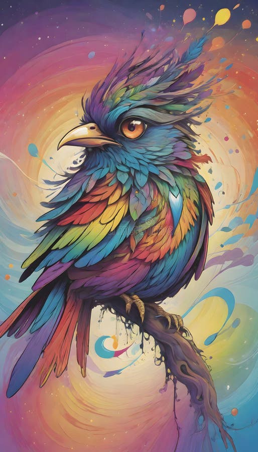 Colorful Surreal Bird Artwork with Bright and Bold Hues, Generative AI ...