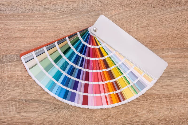 Colorful Swatch on Wooden Table Close Up Stock Image - Image of closeup ...
