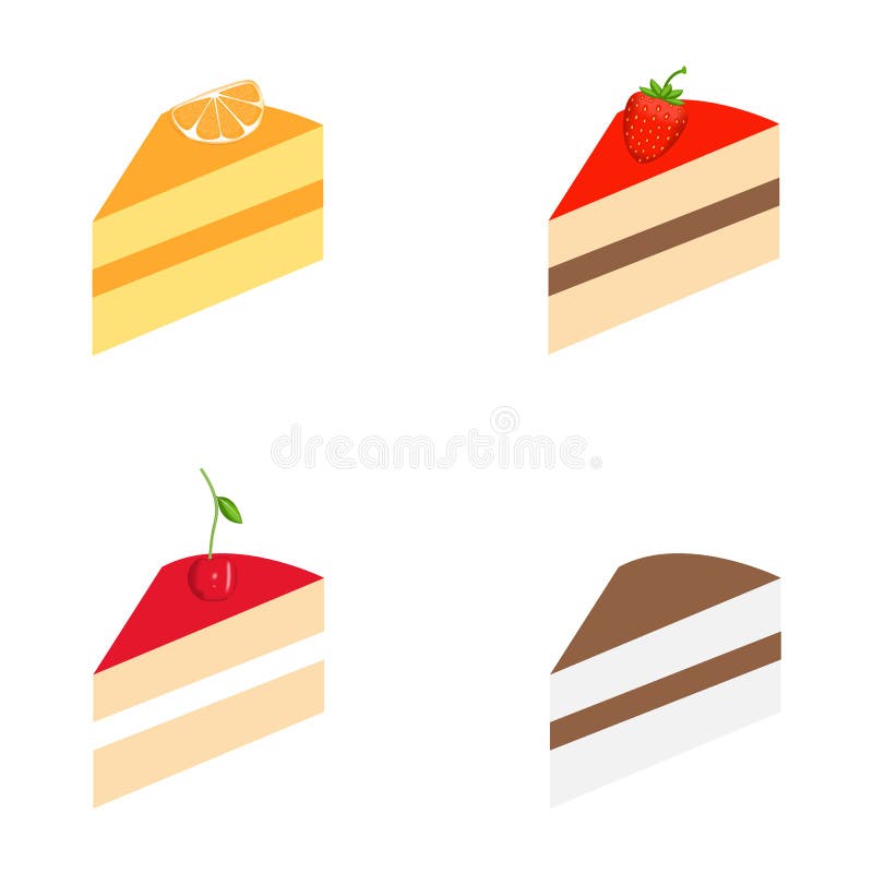 Colorful Sweet Cakes Slices Pieces Set Vector Illustration Stock Vector ...