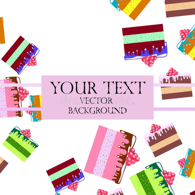 Colorful Sweet Cakes Slices Pieces Vector Illustration Stock Vector ...