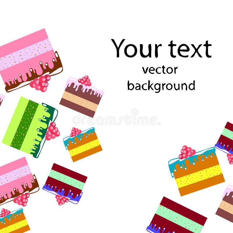 Colorful Sweet Cakes Slices Pieces Vector Illustration Stock Vector ...