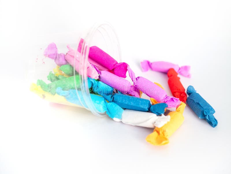 Colorful Sweet Candy Flow from Plastic Jar Stock Photo - Image of ...